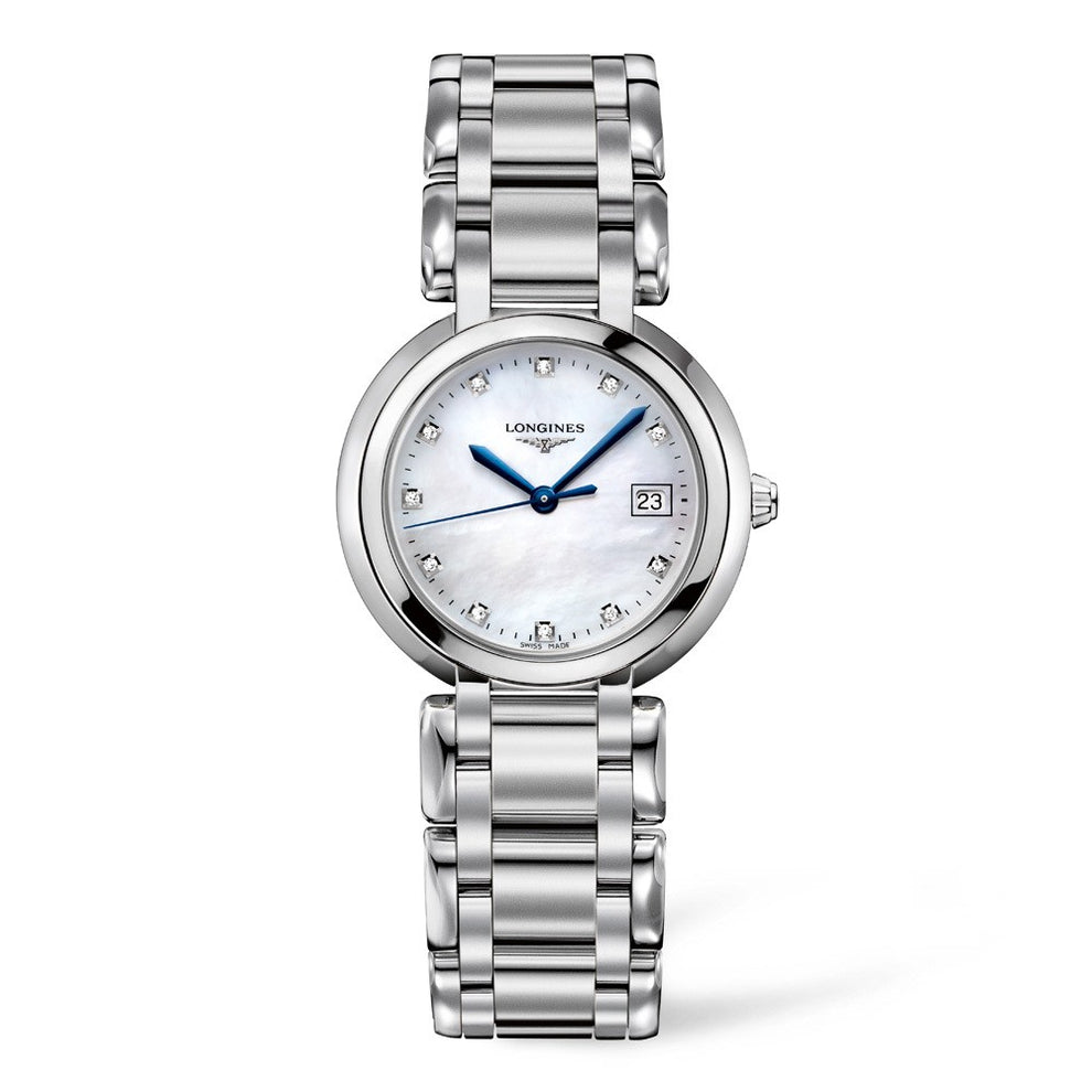 Longines PrimaLuna Mother of Pearl Dial Diamond Set Stainless Steel Wo ...