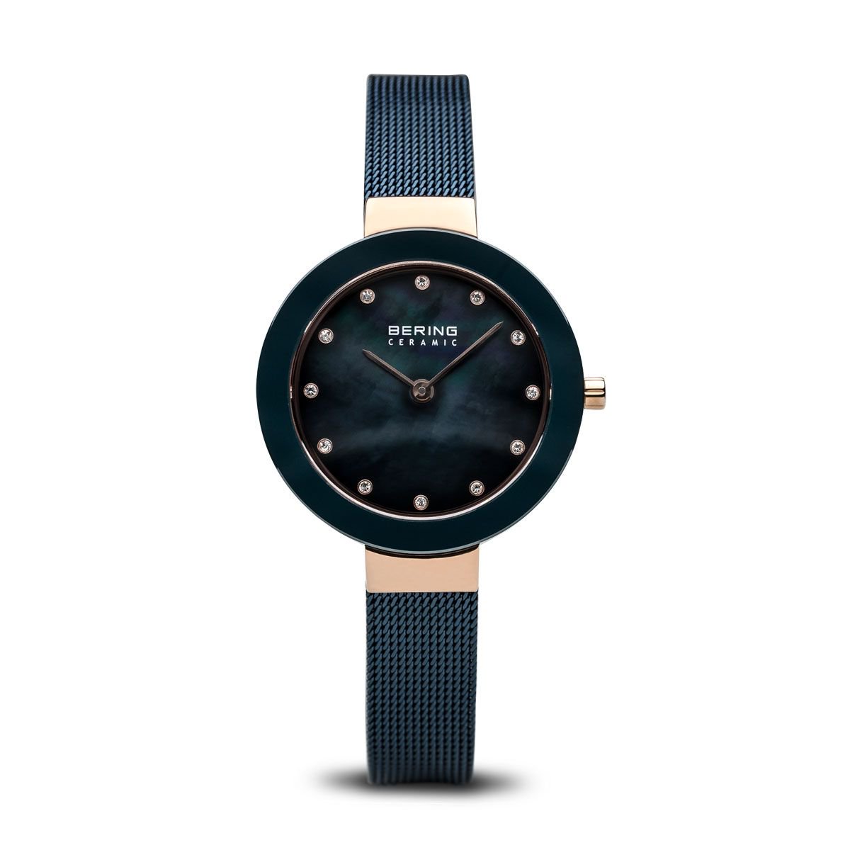 Bering Ceramic Collection Blue Dial Plated Womens Quartz Watch 11429-3 ...