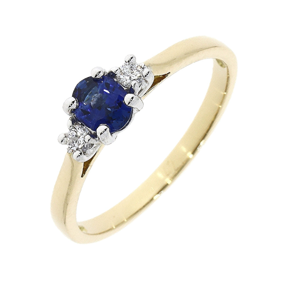 18ct Gold Sapphire & Diamond Set Three Stone Trilogy Ring – TB Mitchell