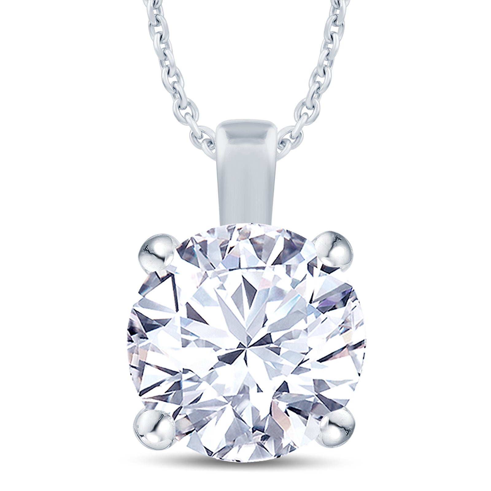 18ct White Gold 4 Claw Set 1.55ct Lab Grown Diamond Pendant Necklace – TB Mitchell