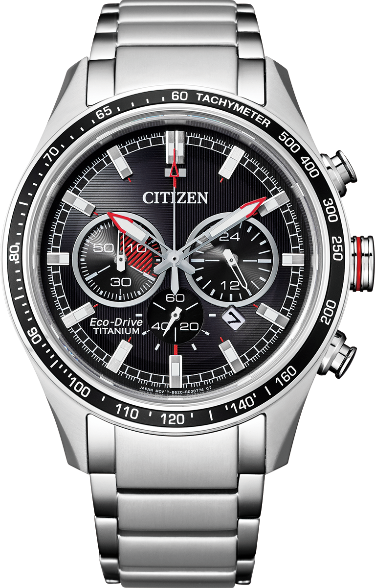 Citizen Eco-Drive Black Dial Super Titanium Mens Chronograph Watch CA4 – TB Mitchell