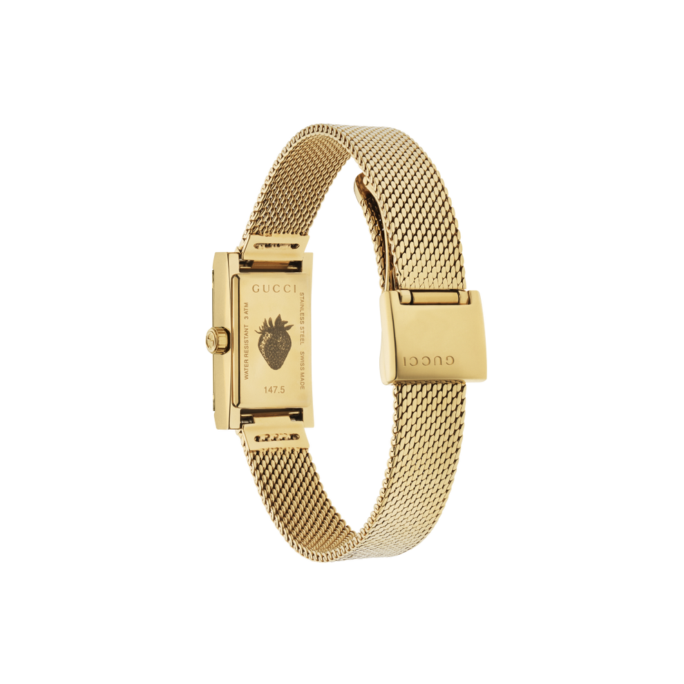 Gucci G-Frame Multi-Colour Dial PVD Gold Plated Mesh Bracelet Womens Q ...